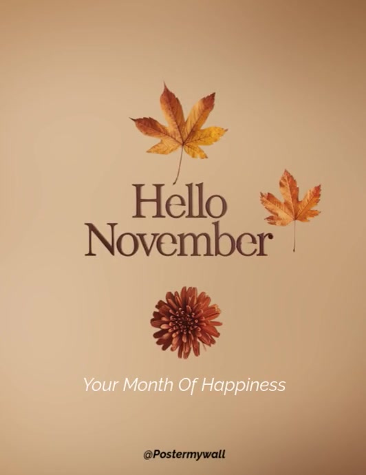 Hello November Message Flyer Template | PosterMyWall