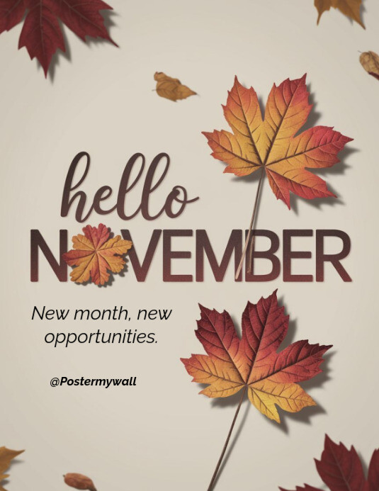 Hello November message flyer Template | PosterMyWall