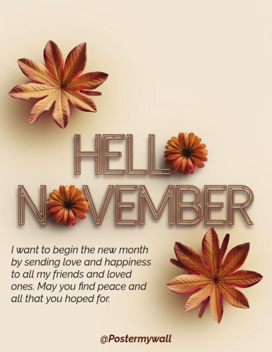 Hello November motivational Quote flyer Template | PosterMyWall