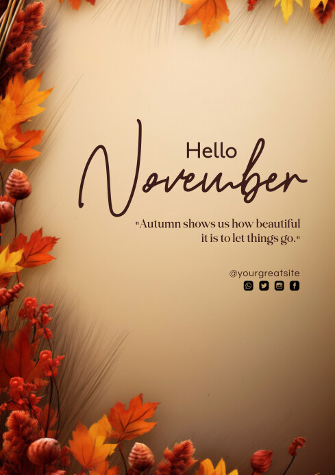 Hello November Poster Template | PosterMyWall