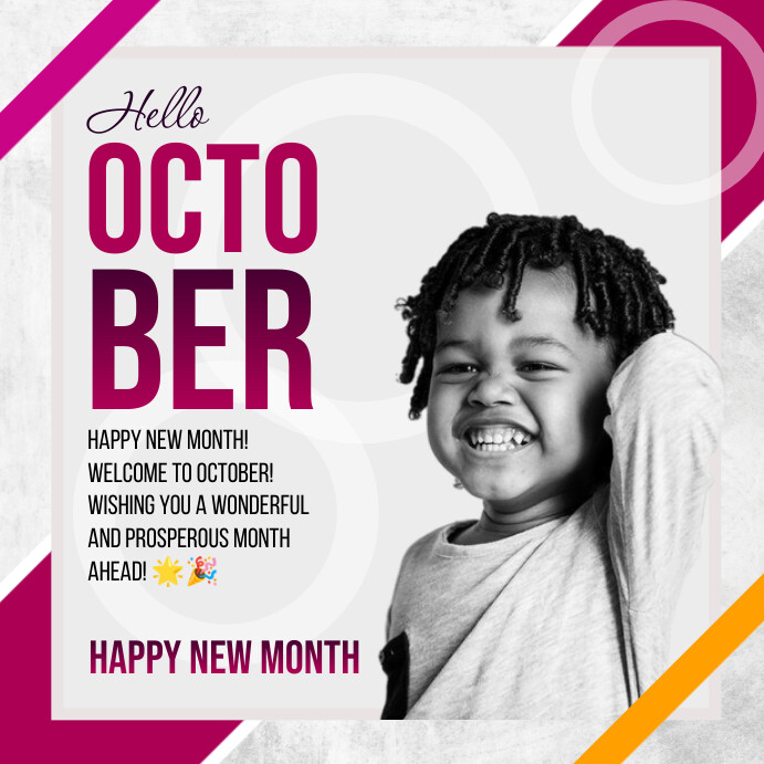 Hello October! Happy New Month October, Greet Template | PosterMyWall