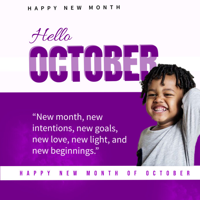 Hello October! Happy New Month October, Greet Template | PosterMyWall