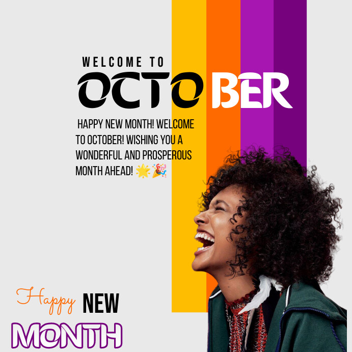 Hello October! Happy New Month October, Greet Template | PosterMyWall