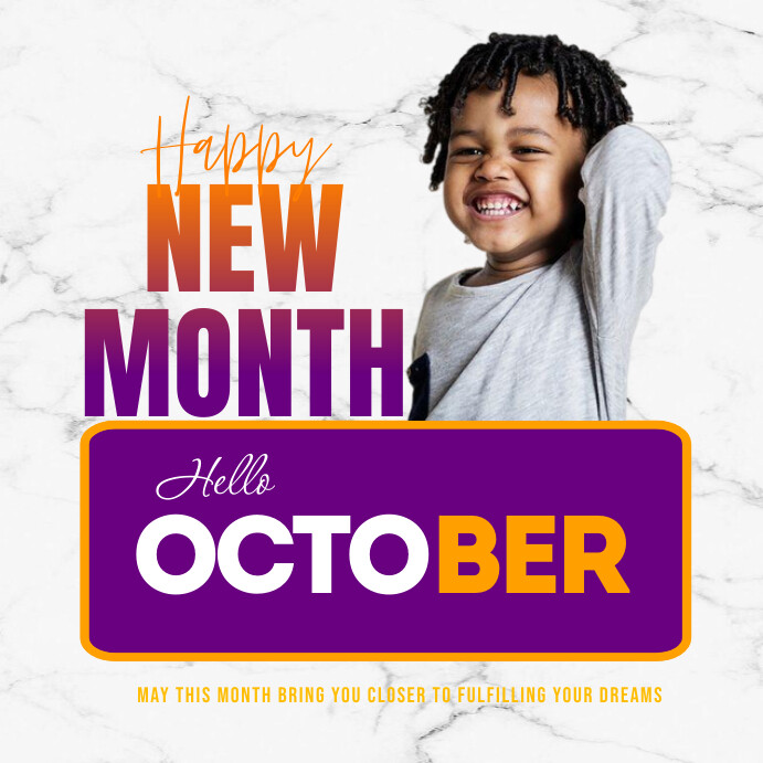 Hello October! Happy New Month October, Greet Template | PosterMyWall