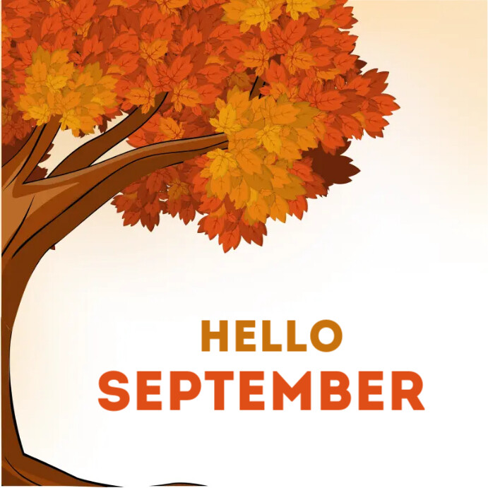 Hello September greetings card Instagram post Template | PosterMyWall