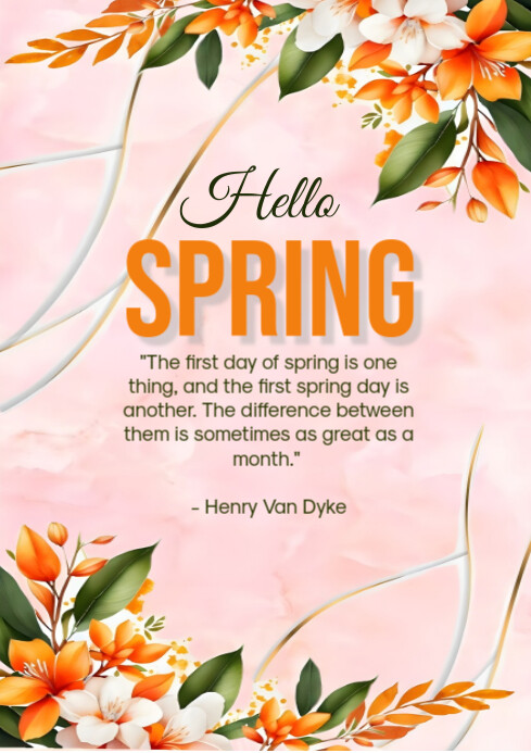 Hello Spring A4 Template | PosterMyWall