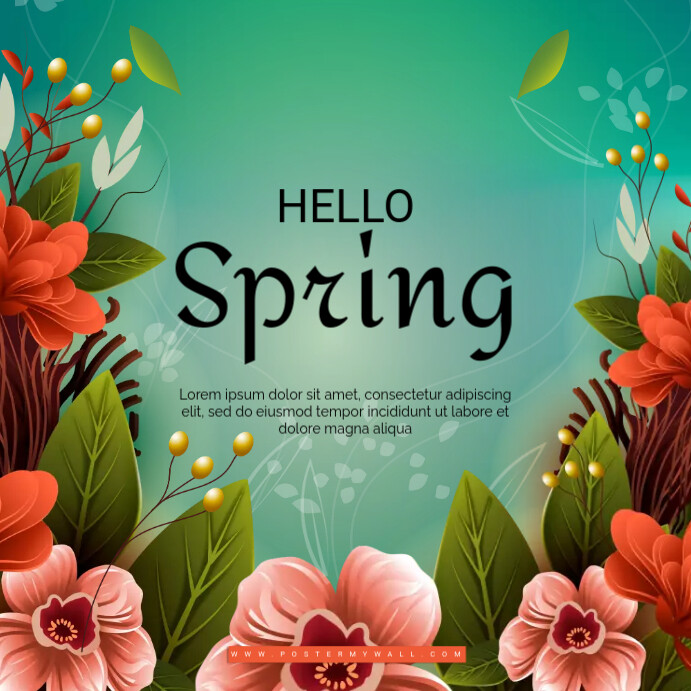 hello spring Template | PosterMyWall