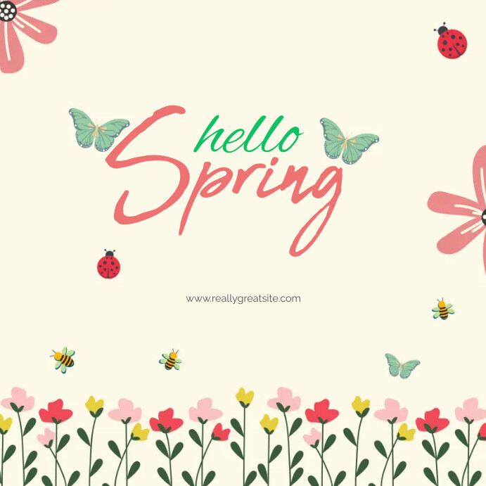 hello spring Template | PosterMyWall