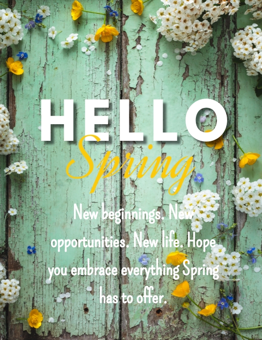 La Plantilla de Volante Hola Primavera. | PosterMyWall
