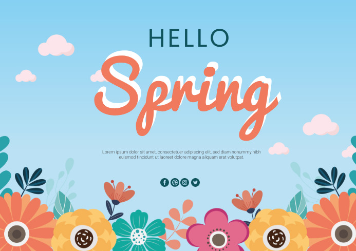 Hello Spring Greeting Poster Template | PosterMyWall