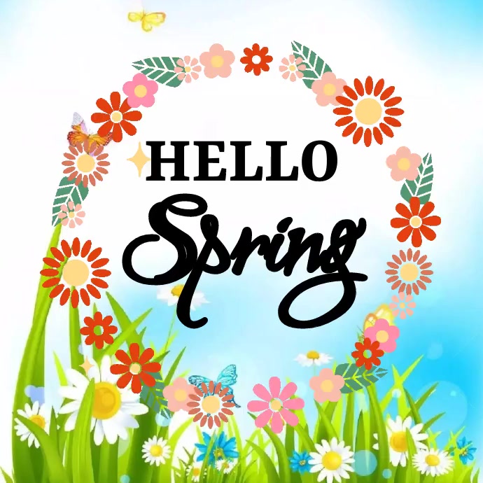 Hello spring instagram post Template | PosterMyWall