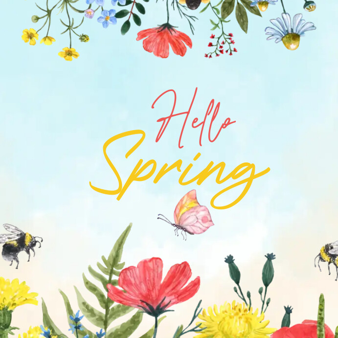 hello spring poster Template | PosterMyWall