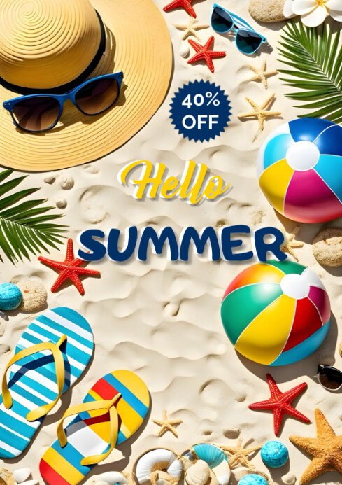Hello Summer A4 Modelo | PosterMyWall