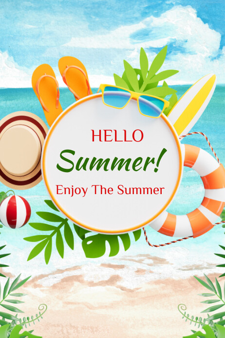 Hello Summer Poster Design 2024 Template | PosterMyWall