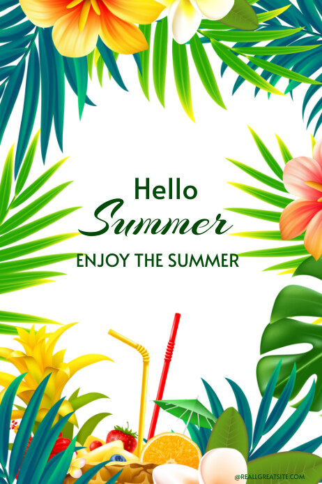 Hello Summer Poster Design 2024 Template | PosterMyWall