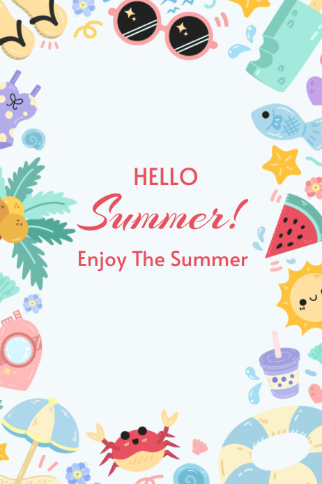 Hello Summer Poster Design 2024 Template | PosterMyWall