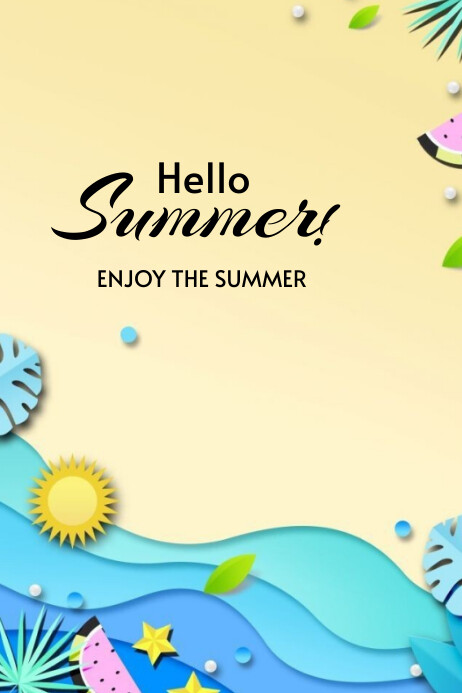 Hello Summer Poster Design 2024 Template | PosterMyWall