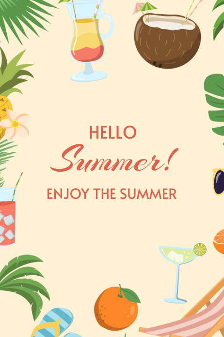 Hello Summer Poster Design 2024 Template | PosterMyWall