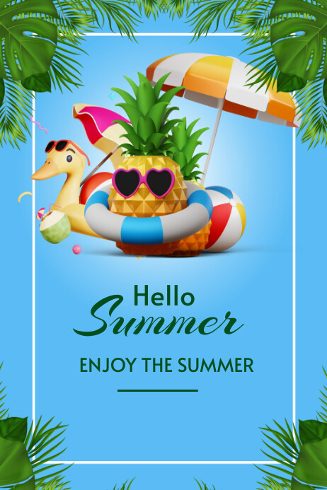 Hello Summer Poster Design 2024 Template | PosterMyWall