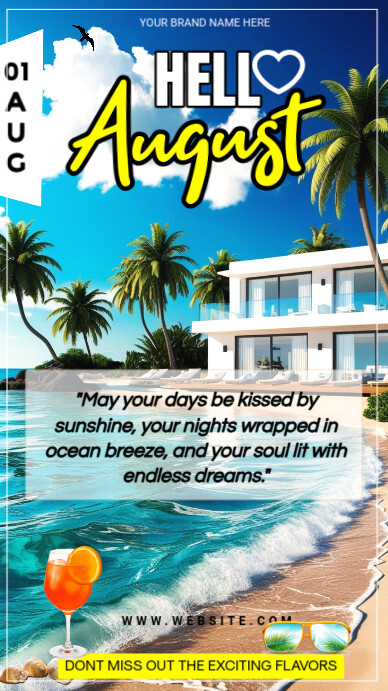 Hello Welcome August Poster Template | PosterMyWall