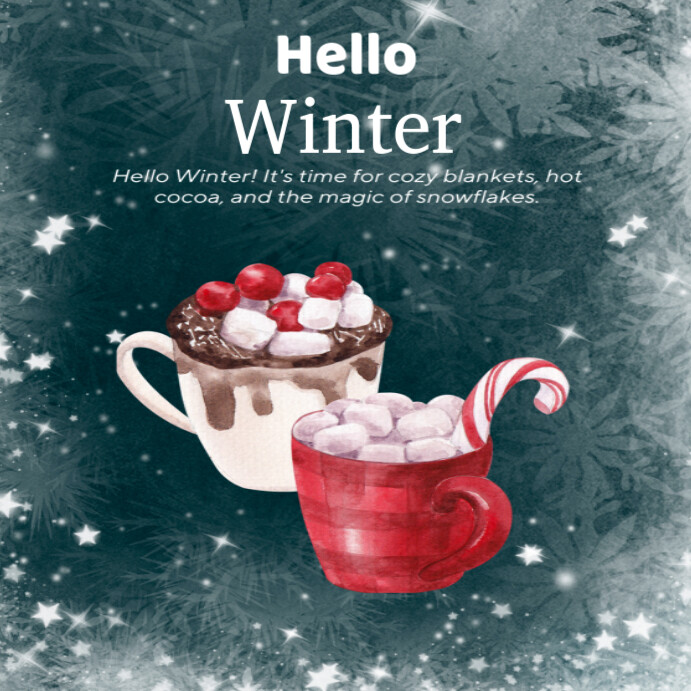 Hello winter Instagram post online greeting cards Template | PosterMyWall