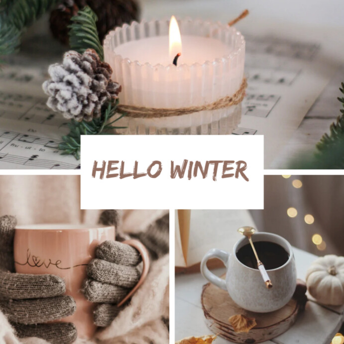 Hello winter Instagram post online greeting cards Template | PosterMyWall