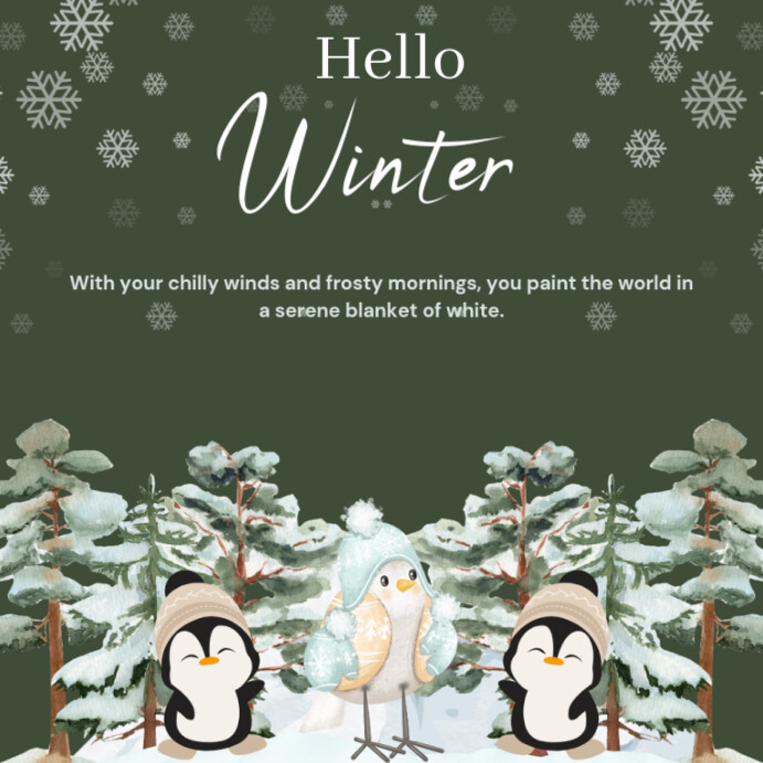 Hello winter Instagram post online greeting cards Template | PosterMyWall