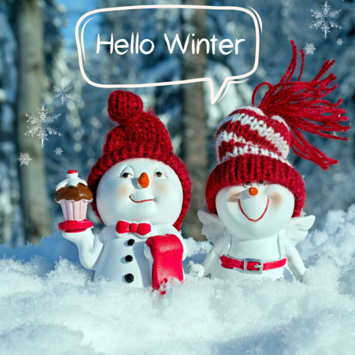 Hello winter Instagram post online greeting cards Template | PosterMyWall