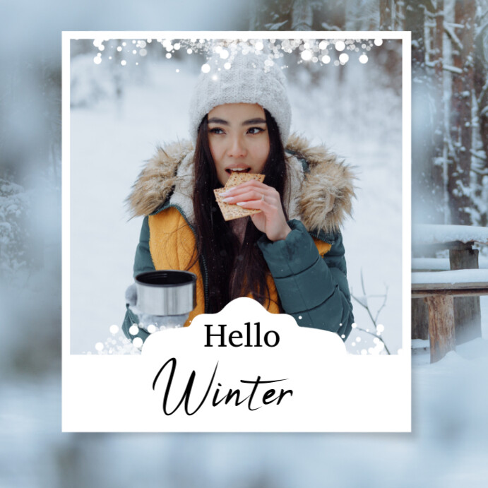 Hello winter Instagram post online greeting cards Template | PosterMyWall