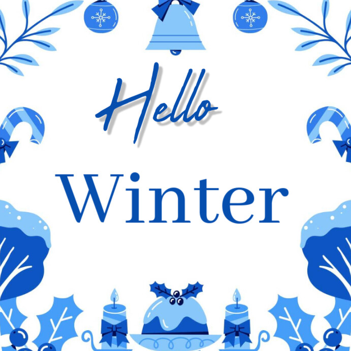 Hello Winter Instagram post online greeting cards Template | PosterMyWall