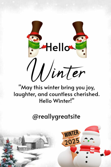 Hello Winter Poster 2024 Template | PosterMyWall