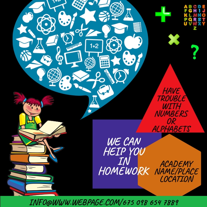 Help in homework, tutor academy Template | PosterMyWall