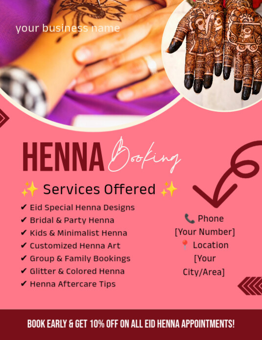 Copy of Henna artist ad flyer template | PosterMyWall