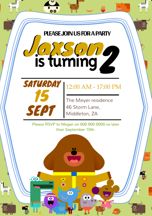 HEY DUGGEE CHILDREN'S BIRTHDAY TEMPLATE | PosterMyWall