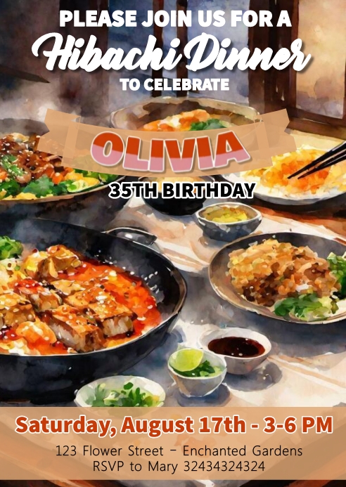 Plantilla de Hibachi Birthday Party Invitation | PosterMyWall