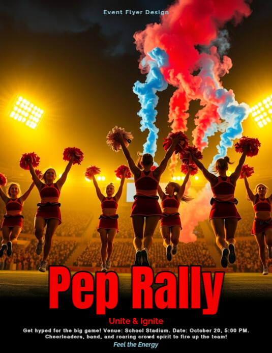 High energy pep rally flyer design template | PosterMyWall