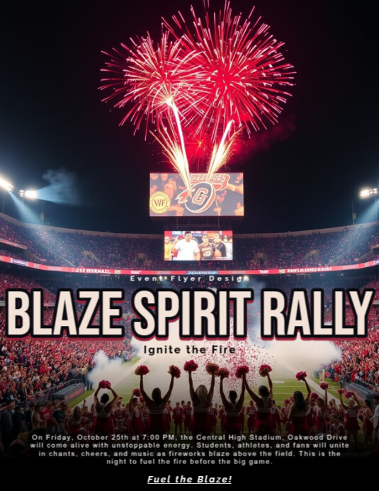 High energy pep rally school spirit flyer template | PosterMyWall