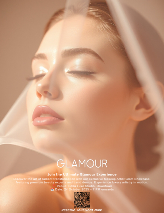 High-Gloss Editorial Makeup Artist Glam Showcase Flyer Design Template ...