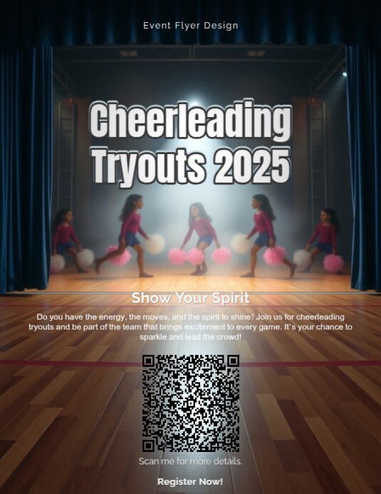 High School Cheerleading Tryouts Flyer Template | PosterMyWall