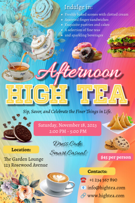 High Tea Party Event Poster Template | PosterMyWall