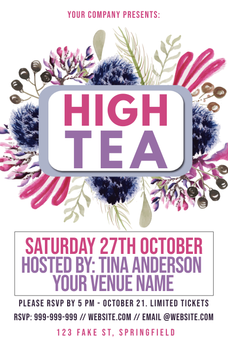 High Tea Poster Template | PosterMyWall