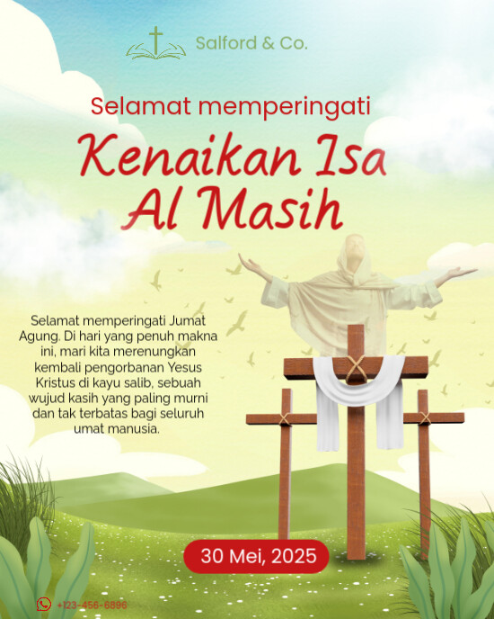 Hijau dan Cokelat Memperingati Kenaikan Yesus Kristus Isa Al-Masih ...