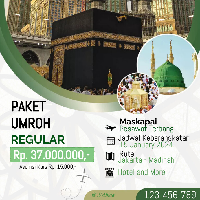 HIJAU MINIMALIS UMROH Templat | PosterMyWall