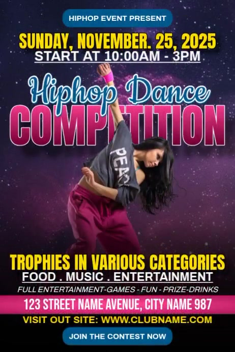 Hiphop Dance Competition Ads Template | PosterMyWall