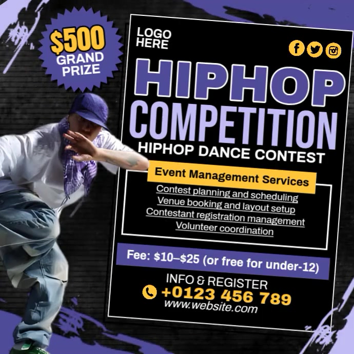 Hiphop Dance Competition Template | PosterMyWall