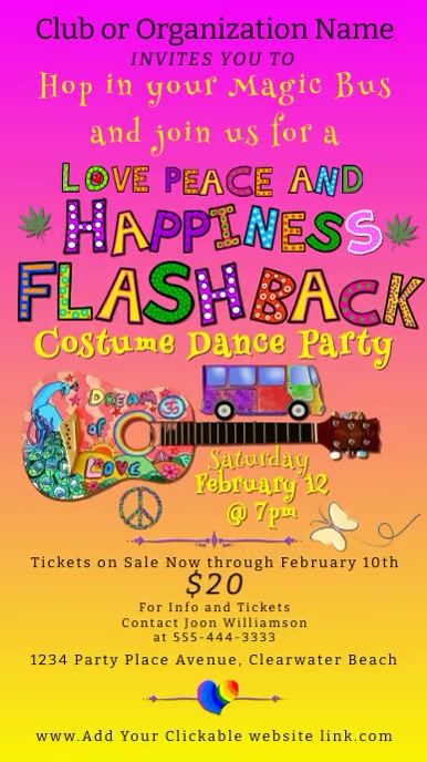 Hippy Groovy 1960's Party Invitation Template | PosterMyWall