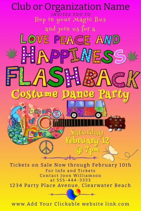 Hippy Groovy 60's Costume Party Template | PosterMyWall
