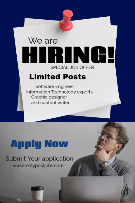 Copy of Hire a new job post flyer Instagram fb cover x jobs | PosterMyWall