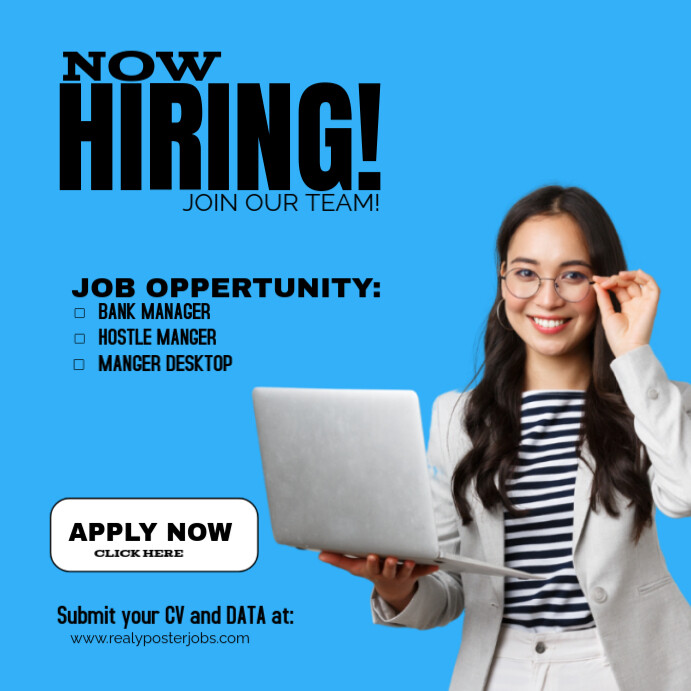 hire a new poster jobs fairs her e managers now Template | PosterMyWall