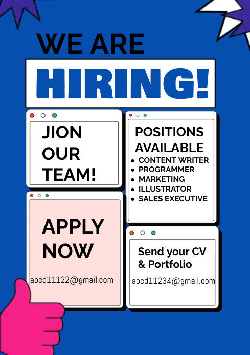 Hire yellow poster job design 2024 Template | PosterMyWall